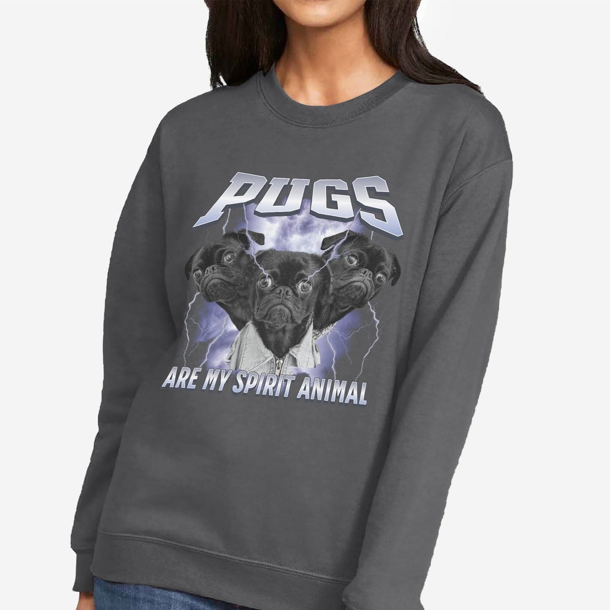 Pug Metal Sweatshirt for Women | Black Pug Sweatshirt for Women – The ...
