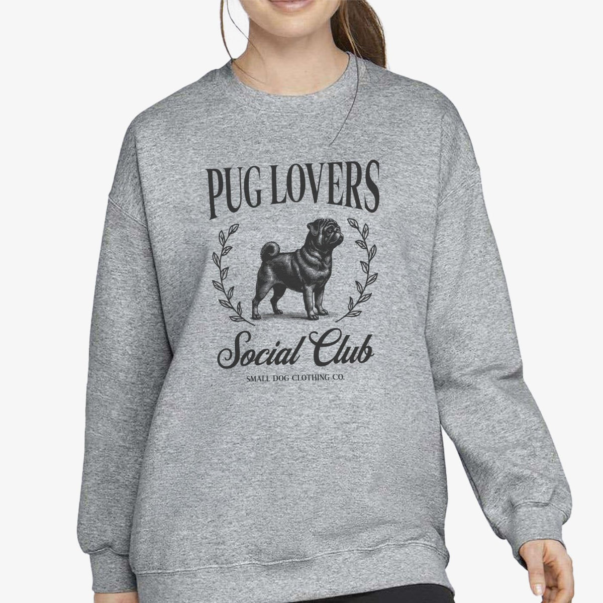 Black Pug Sweatshirt for Women | Pug Gift for Women – Small Dog Store